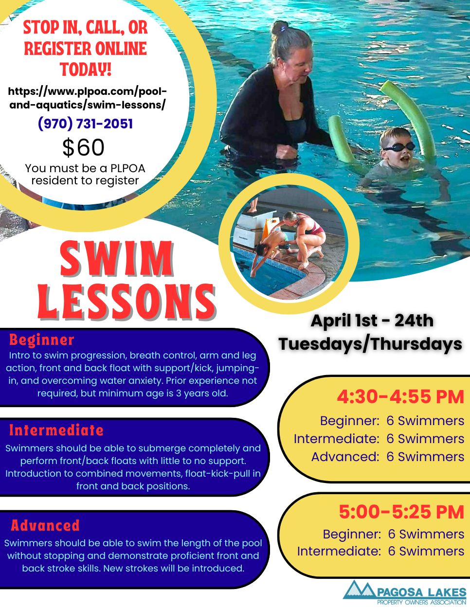 Swim Lessons | Pagosa Lakes Property Owners Association
